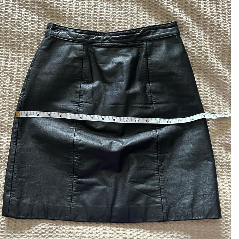 Bermans Black Leather Skirt A-line Panel Made in Korea Vintage Size 4 ...