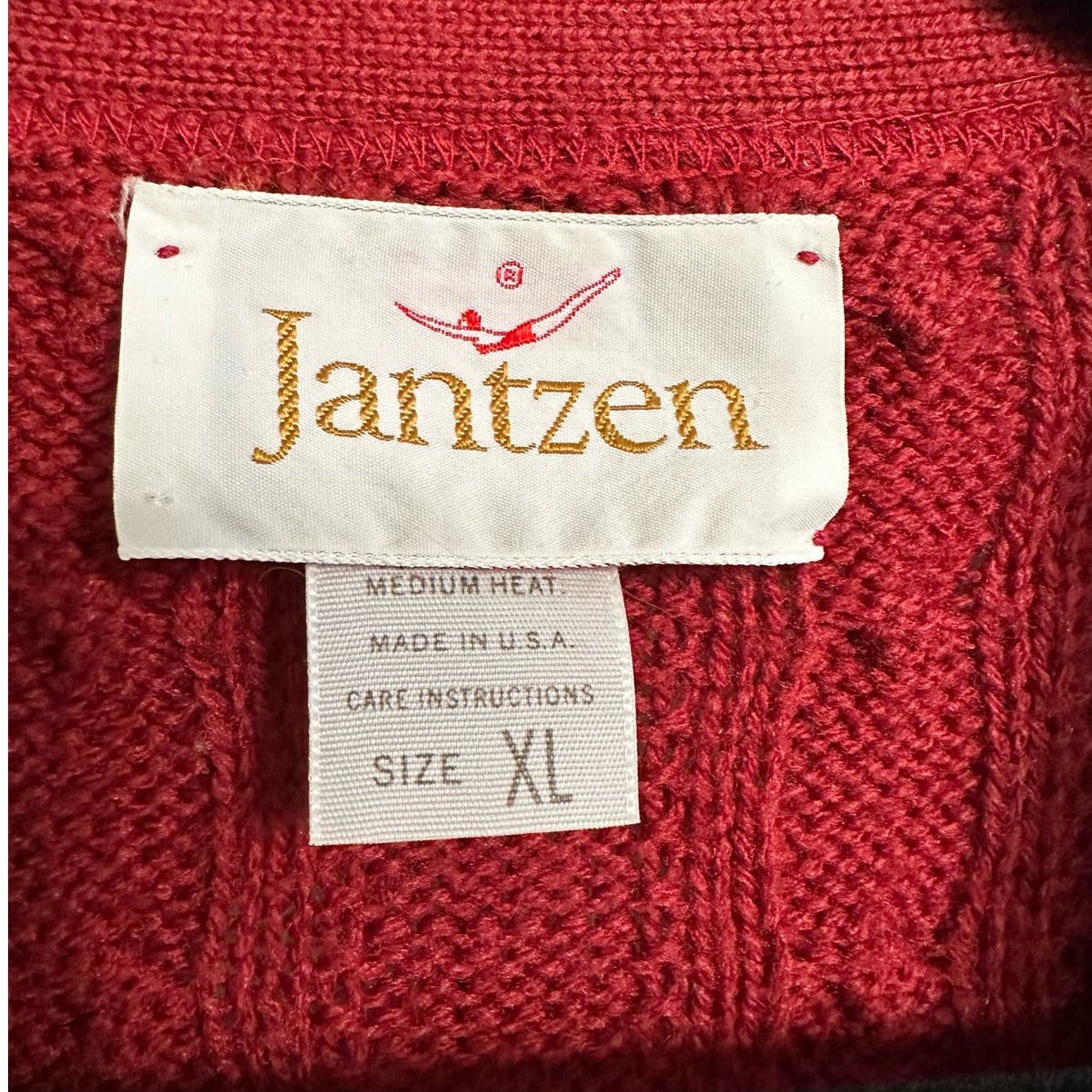 Vintage Brick Red Jantzen Cardigan XL Made in USA - Etsy