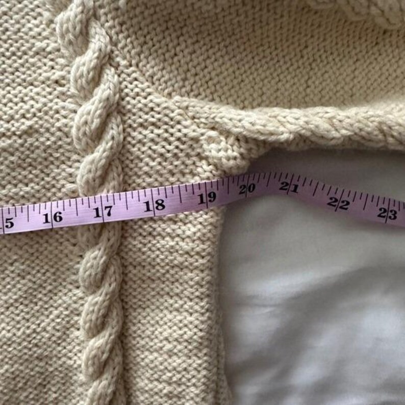 Vintage 80s/90s Handmade Beige Cable Knit Cardigan Chunky Textured ...