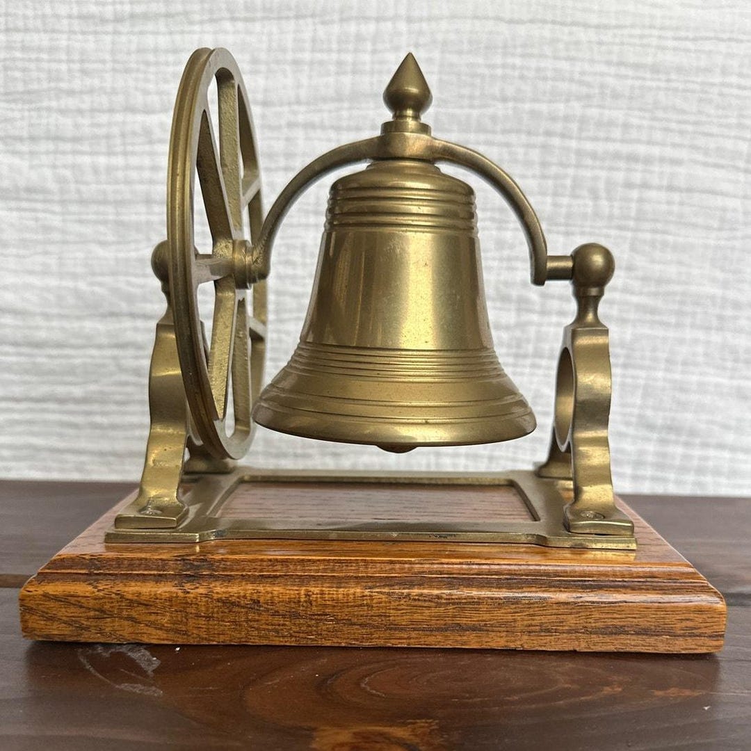 Vintage Gatco Solid Brass Nautical Bell on Wooden Stand - Etsy