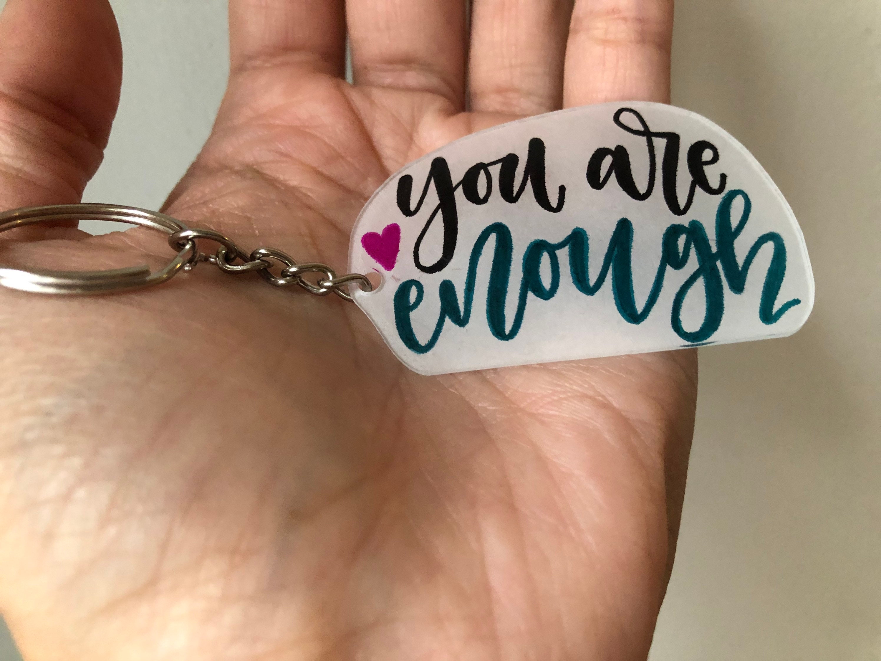 Black and Turquoise “you Are Enough” Cursive Phrase With Pink Heart 2 1 ...