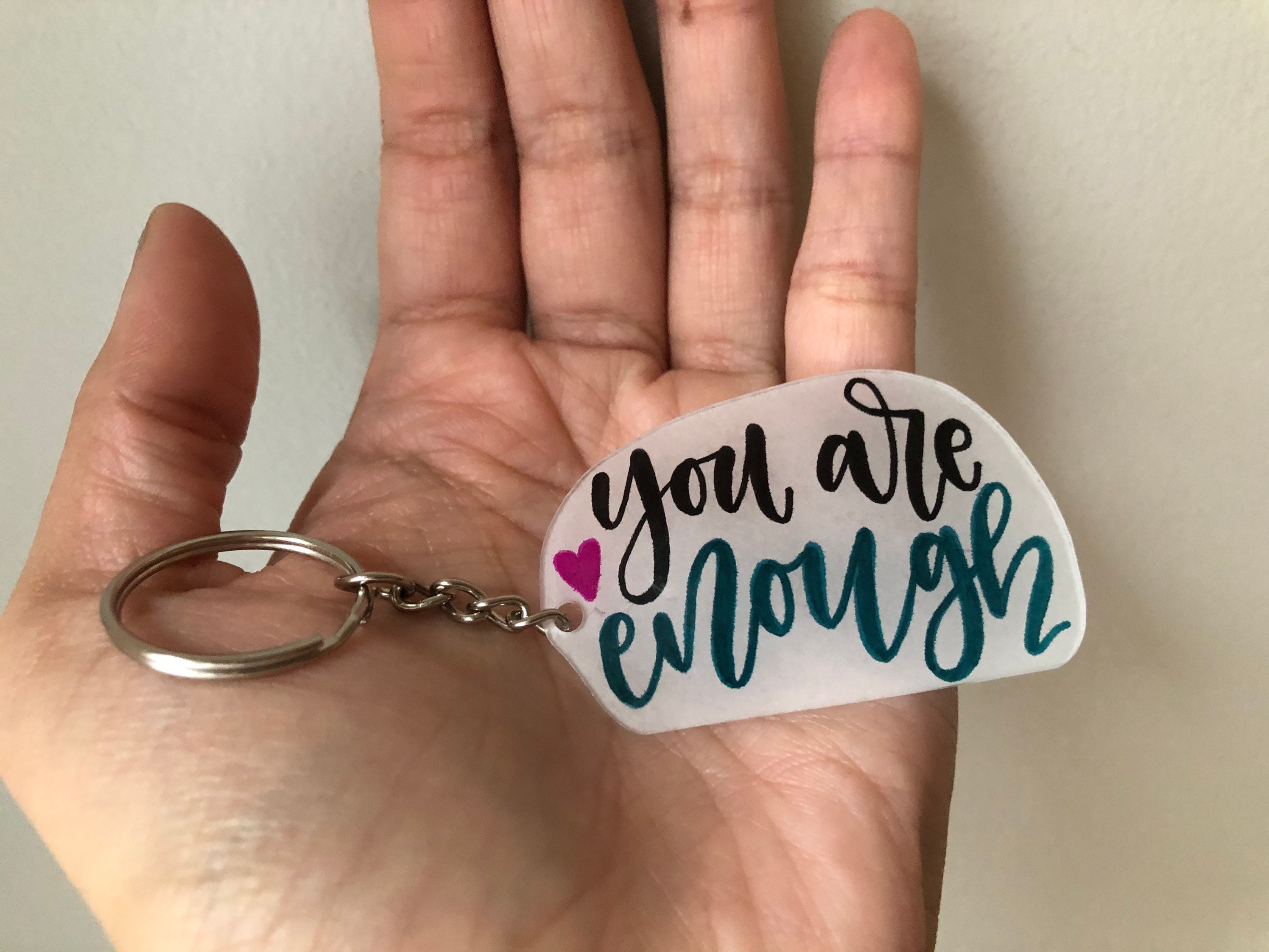 Black and Turquoise “you Are Enough” Cursive Phrase With Pink Heart 2 1 ...
