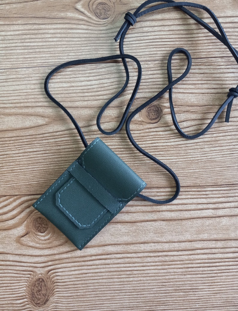 Leather Neck Pouch, Leather Neck Wallet, Coin Pouch, Handmade Neck ...