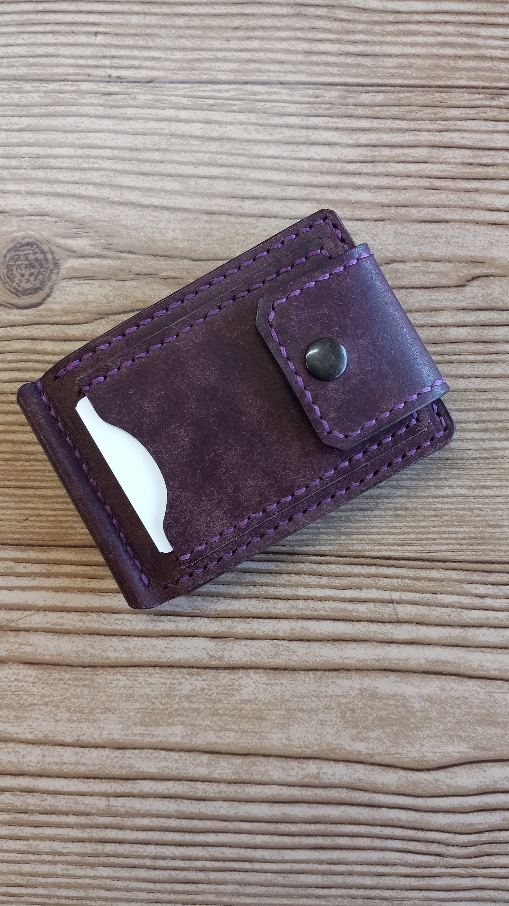 Leather Money Clip Wallet, Tobacco Leather Wallet for Men, Front Pocket ...
