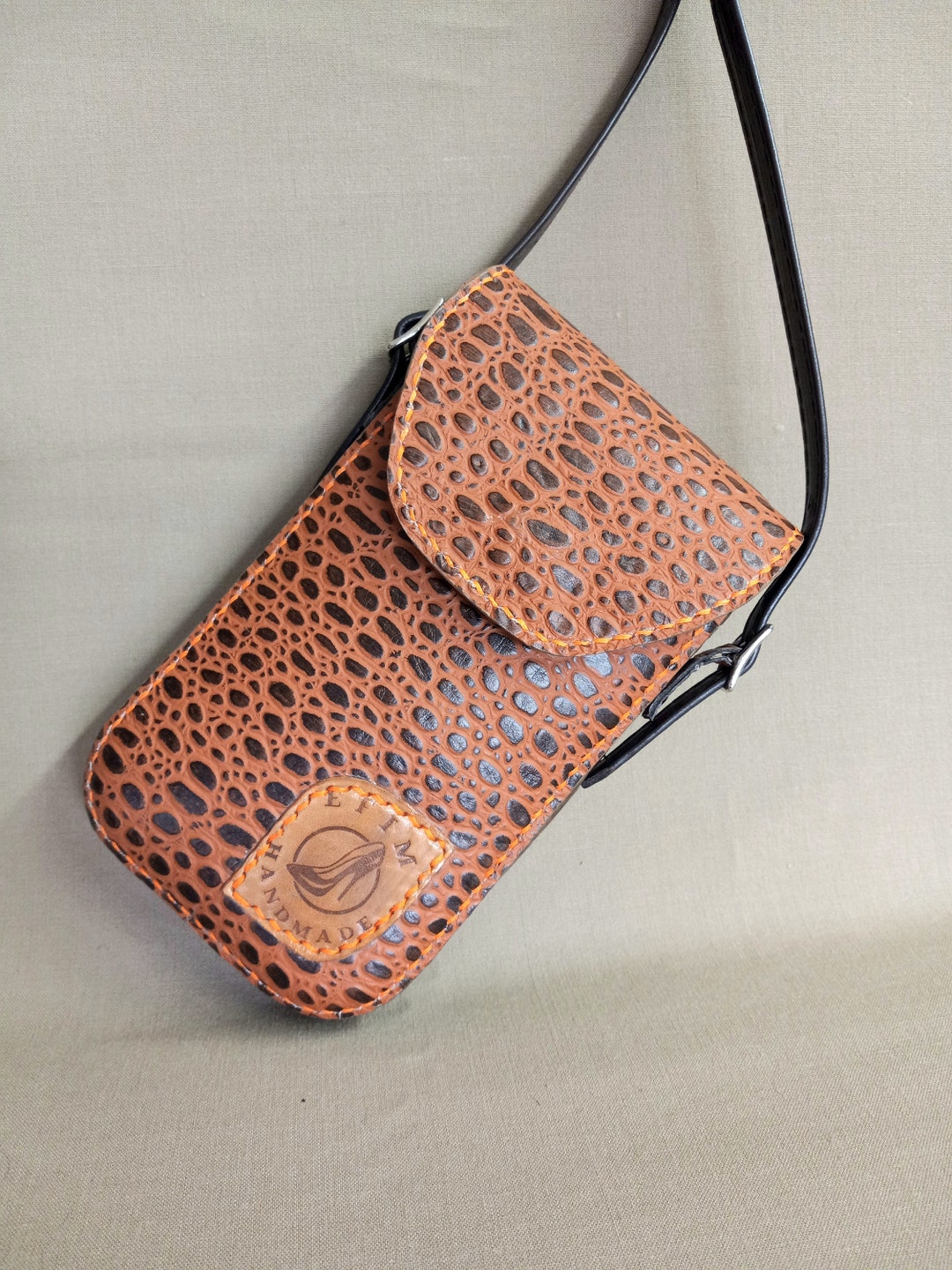 Handmade Leather Phone Bag Crossbody Pouch USA Crafted - Etsy