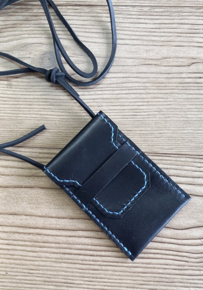 Leather Neck Pouch, Leather Neck Wallet, Coin Pouch, Handmade Neck ...