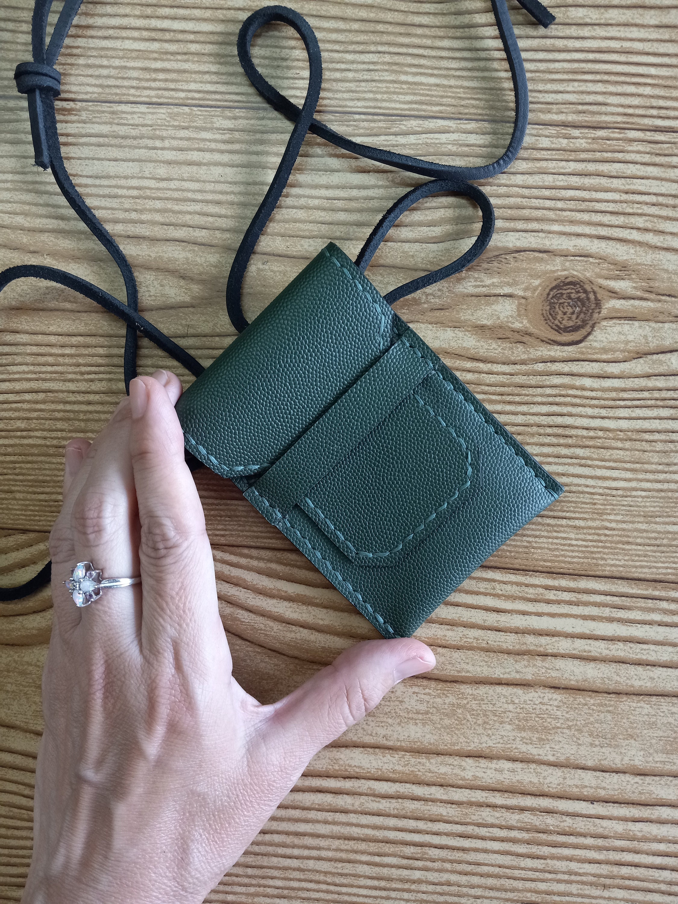 Leather Neck Pouch, Leather Neck Wallet, Coin Pouch, Handmade Neck ...