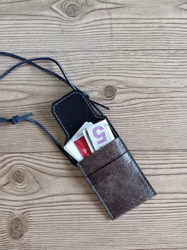 Leather Neck Pouch, Leather Neck Wallet, Coin Pouch, Handmade Neck ...