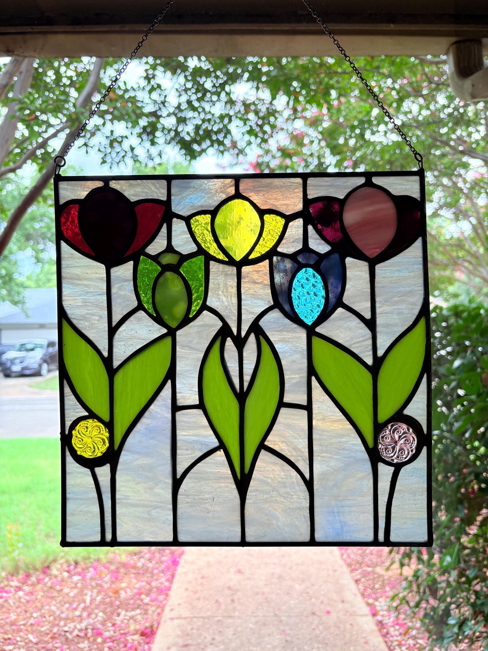 Flower Field Stained Glass Suncatcher - Etsy