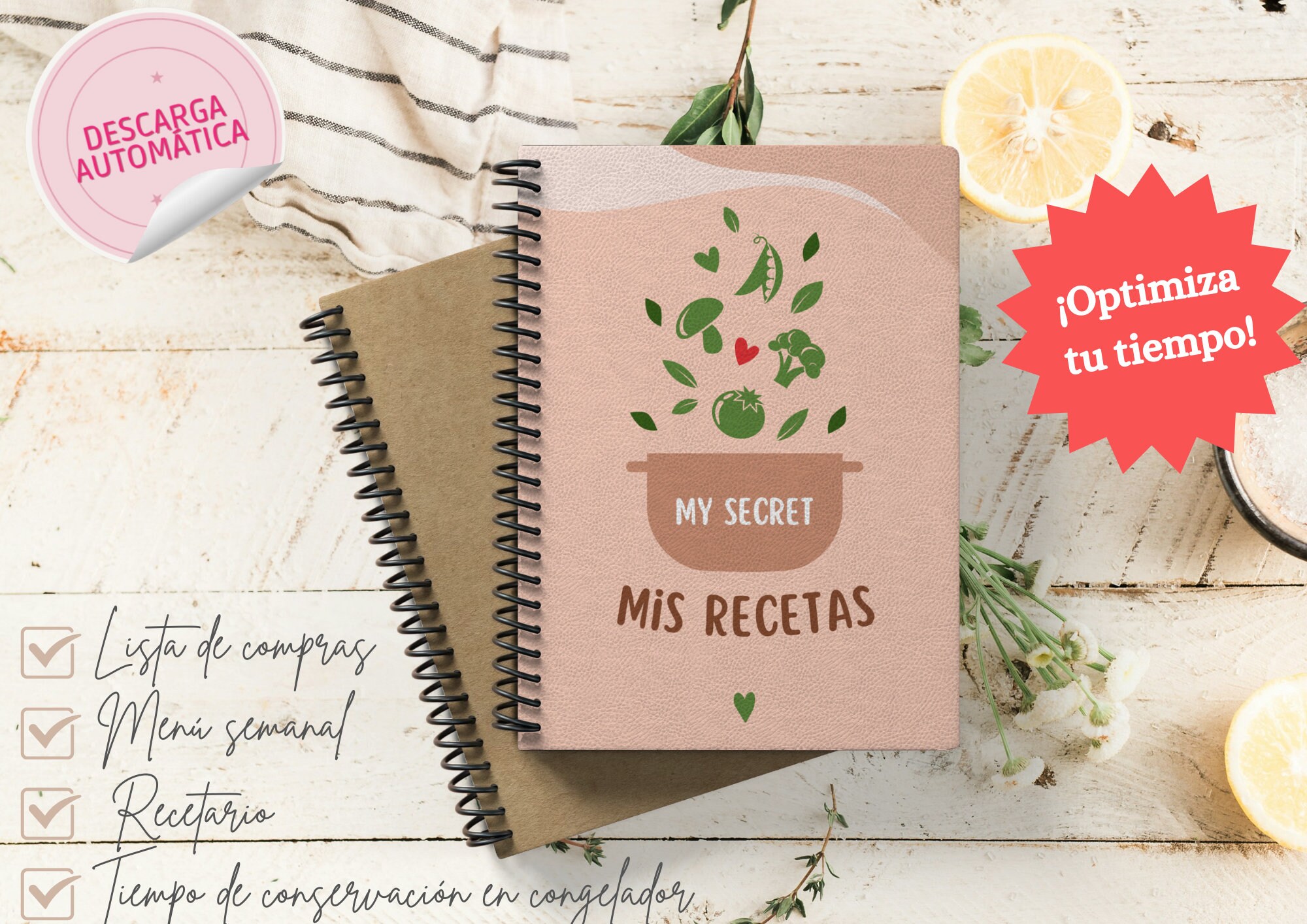 Libro de recetas/recetario imprimible/planificador - Etsy España
