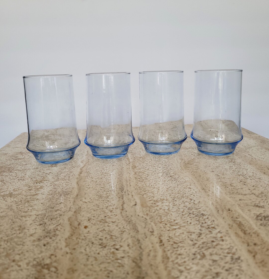 Vintage Libbey Crystal Azure Blue Impromptu Glasses - Set of 4 - Etsy