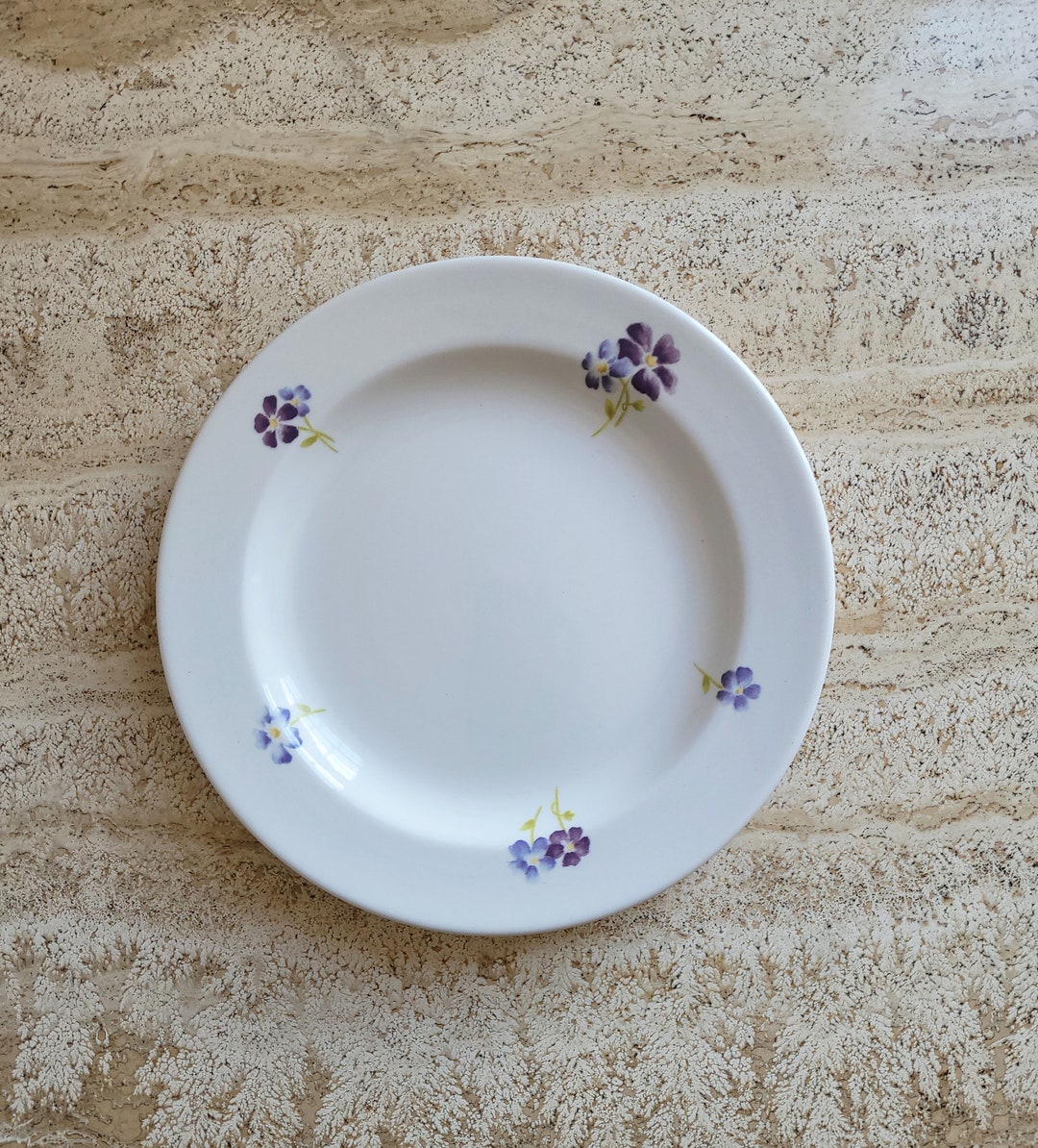 Set of 4 Vintage Purple Floral Ceramic Dessert Plates, Vintage Salad ...