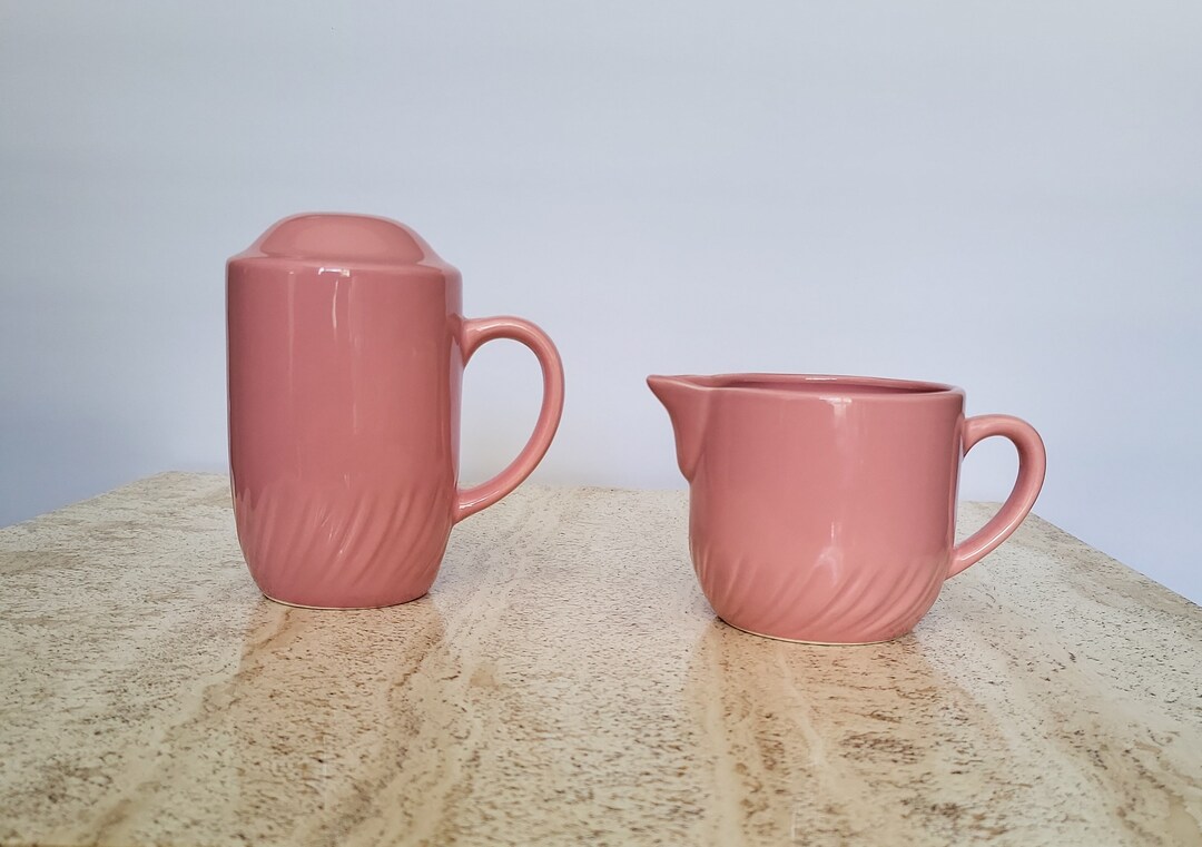 Vintage Creamer and Sugar Set, Pink Swirl Creamer Set - Etsy