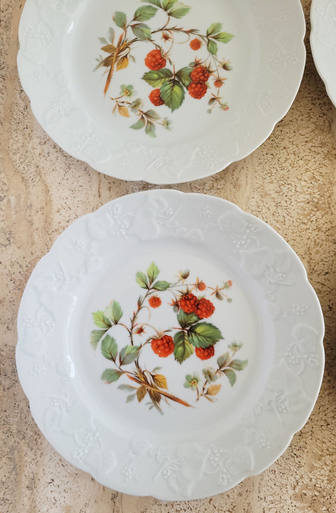 Four Dansk Embossed Porcelain Dessert Plates Assorted Berry | Etsy