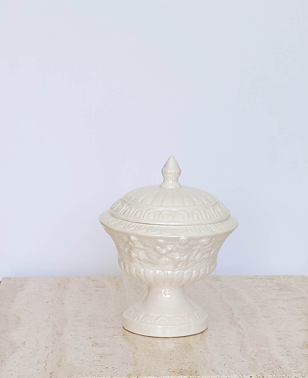 Iridescent Ceramic Pedestal Candy Dish With Lid Vintage Candy - Etsy