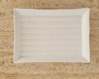 White Ceramic Rectangular Tray - Etsy