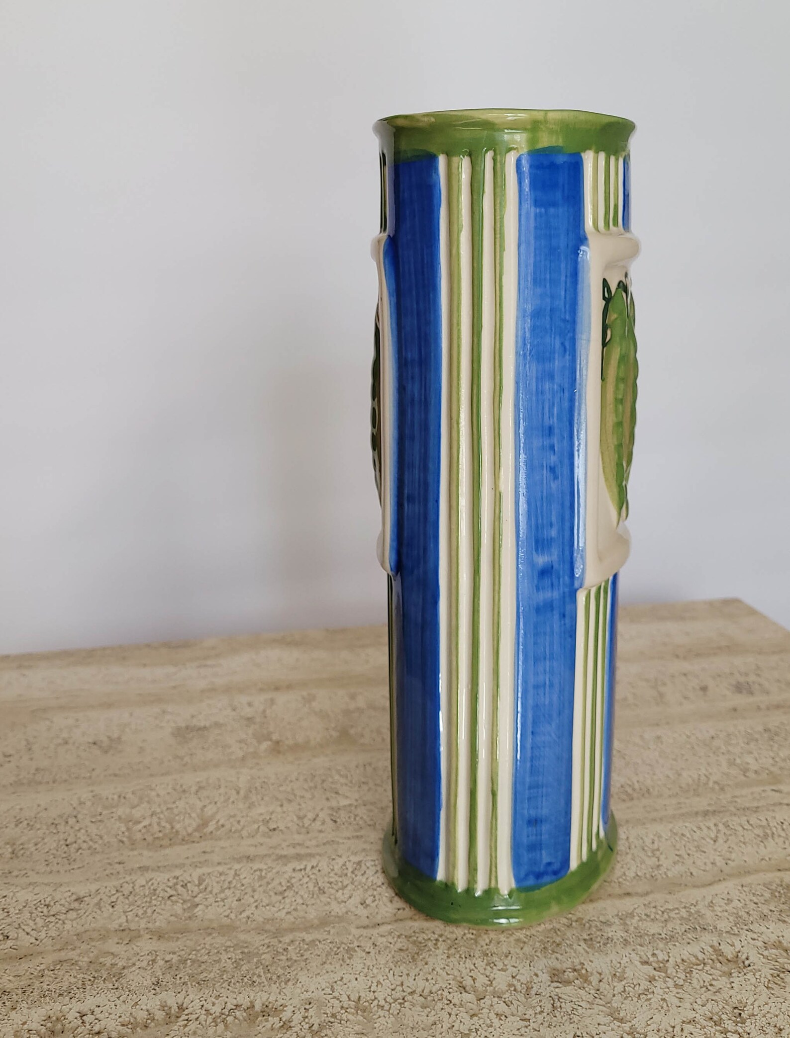 Green & Blue Hand Painted Ceramic Vase Glazed Ceramic Vase | Etsy