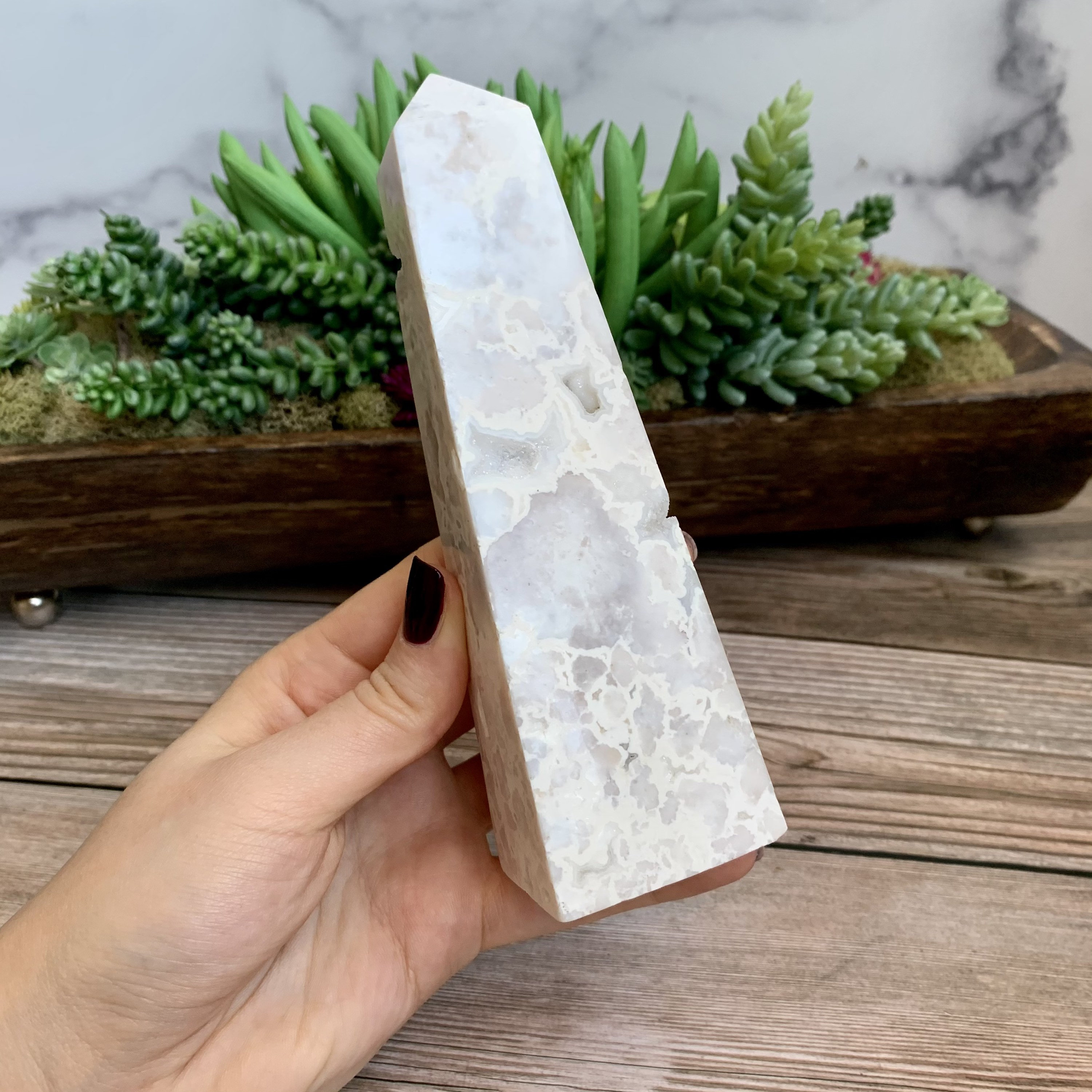 White agate tower Druzy white agate point white agate | Etsy
