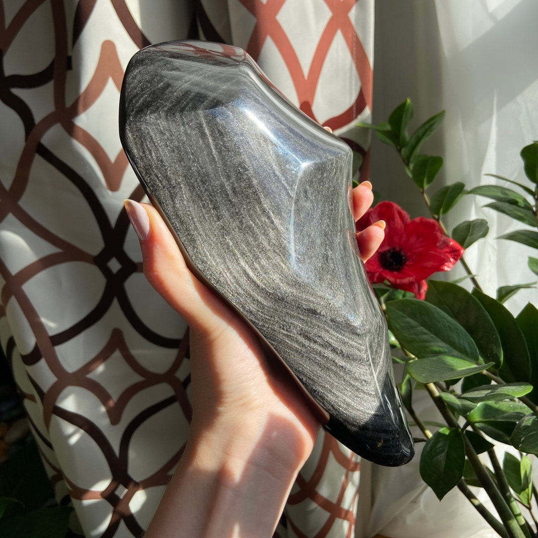 Silver Sheen Obsidian, Obsidian Freeform, Silver Sheen Obsidian Carving ...