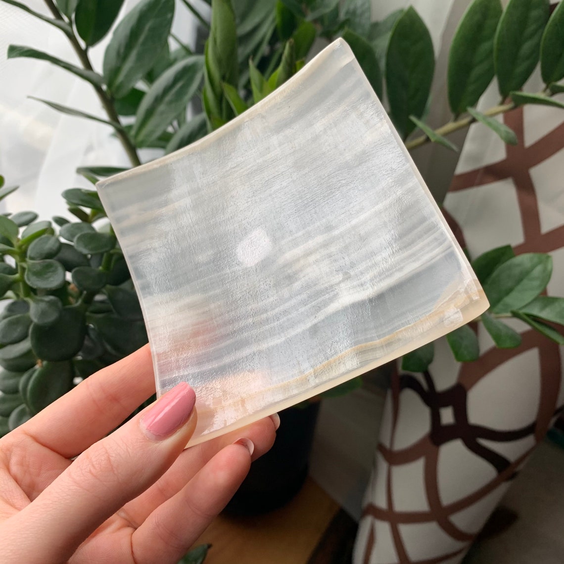 Banded Onyx Square Dish, Onyx Dish, Onyx Square Plate, Crystal Square ...