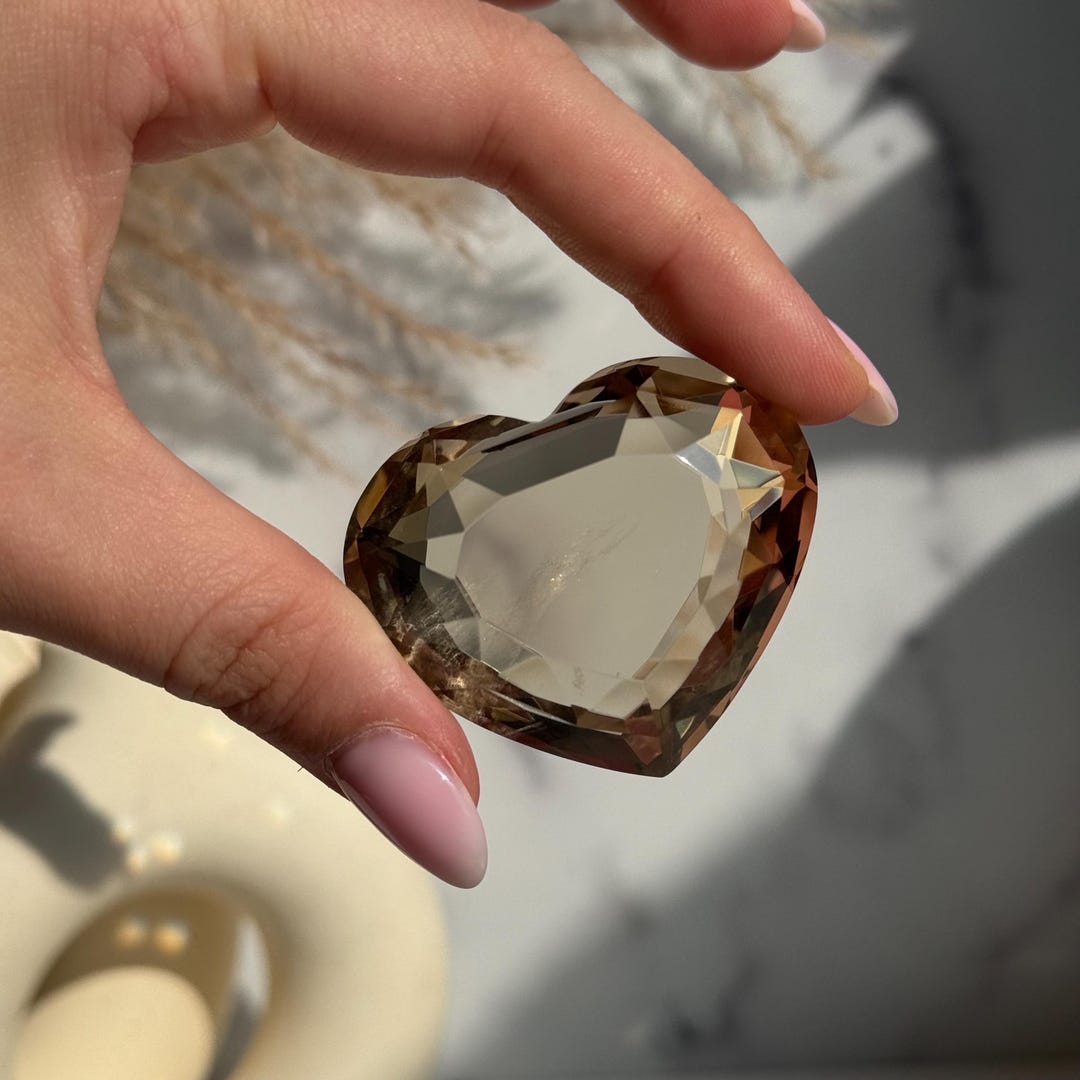 Smoky Quartz Heart, Smoky Quartz Crystal, Faceted Smoky Quartz Heart ...