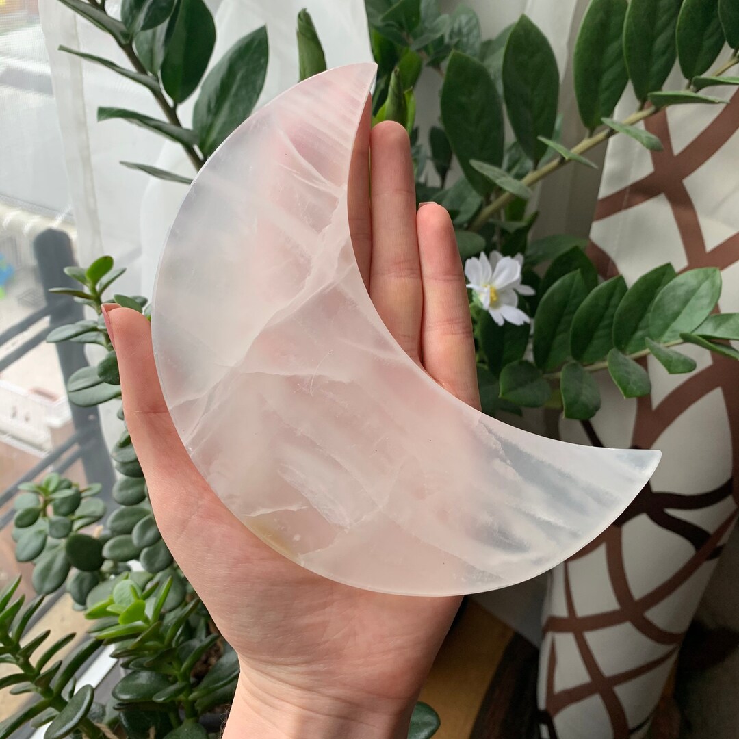 Banded Onyx Moon Plate, Onyx Moon, Crystal Moon Charging Plate, Banded ...