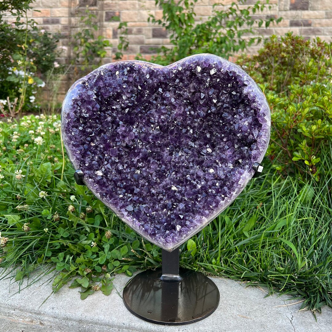 Huge Amethyst Crystal Heart Cluster - Large Purple Druzy Geode Stone ...