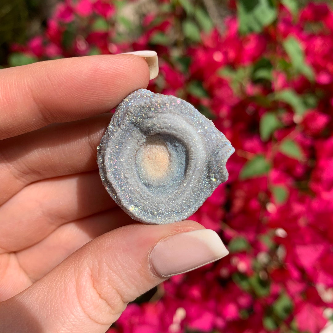 Raw Blue Chalcedony Rose, Angel Aura Coated Chalcedony Rose, Galaxy ...