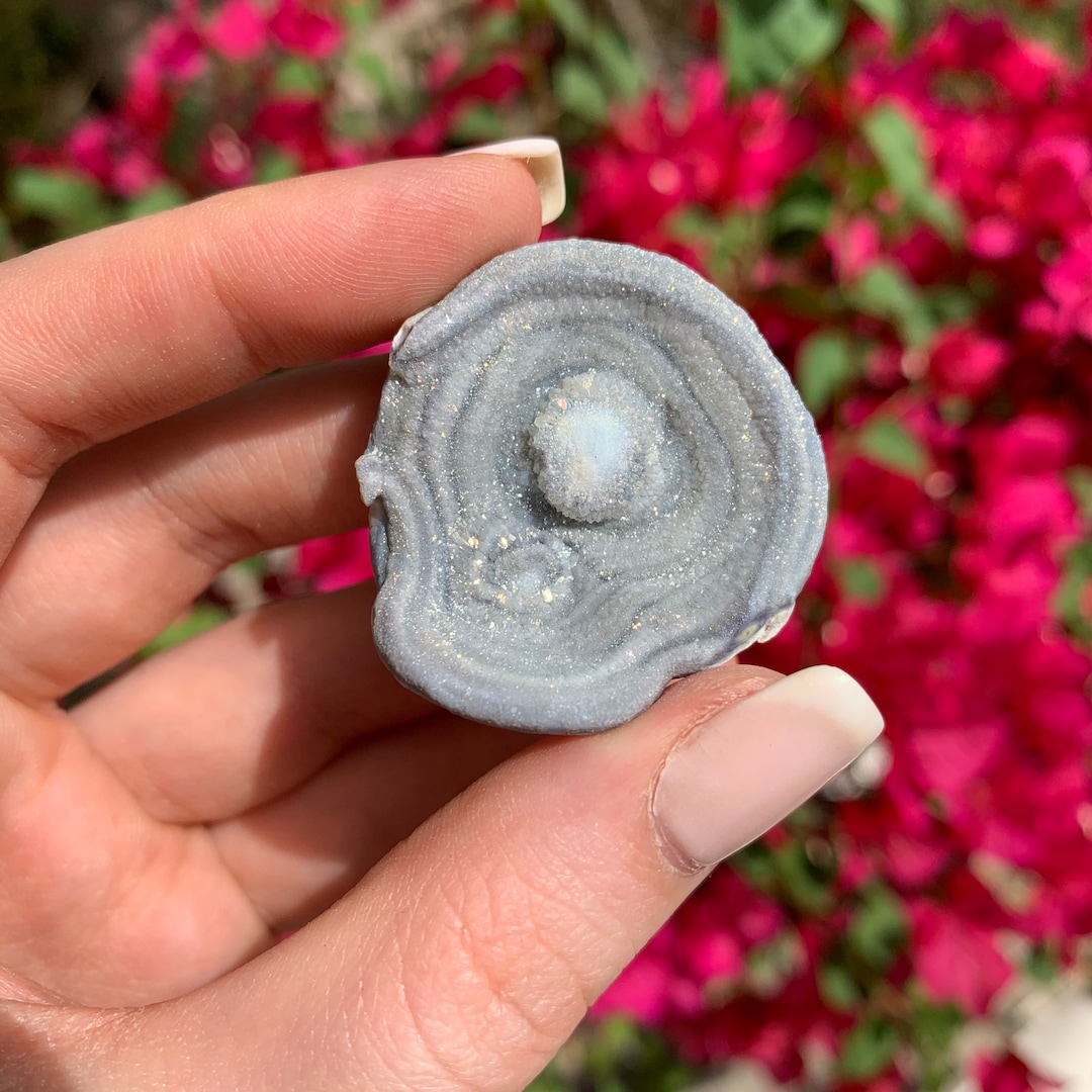 Raw Blue Chalcedony Rose, Angel Aura Coated Chalcedony Rose, Galaxy ...