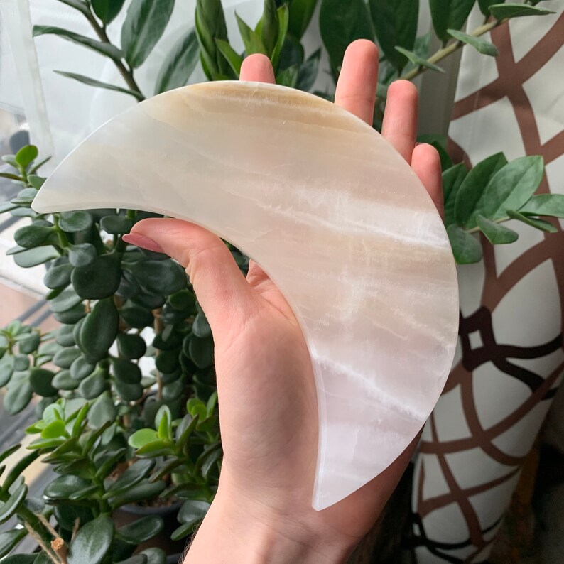 Banded Onyx Moon Plate Onyx Moon Crystal Moon Charging - Etsy