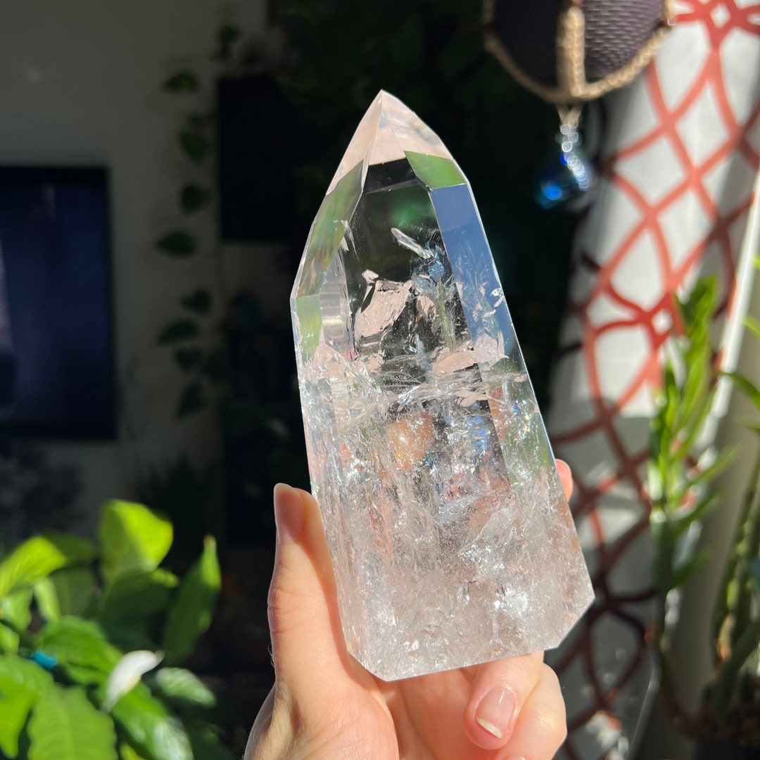 Rainbow Clear Quartz Tower clear Quartz Tower large Clear Quartz Point ...