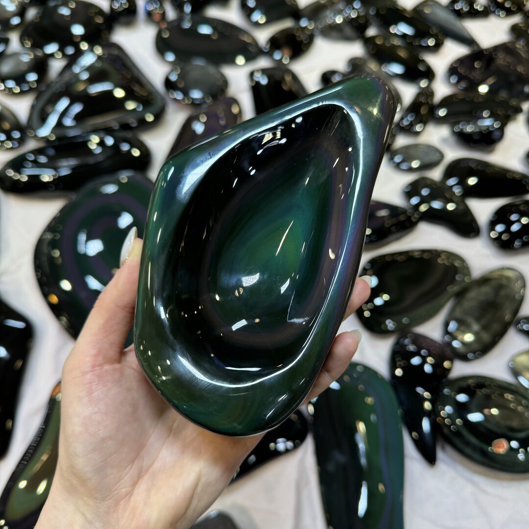 Rainbow Sheen Obsidian, Rainbow Obsidian Bowl, Obsidian Dish, Rainbow ...