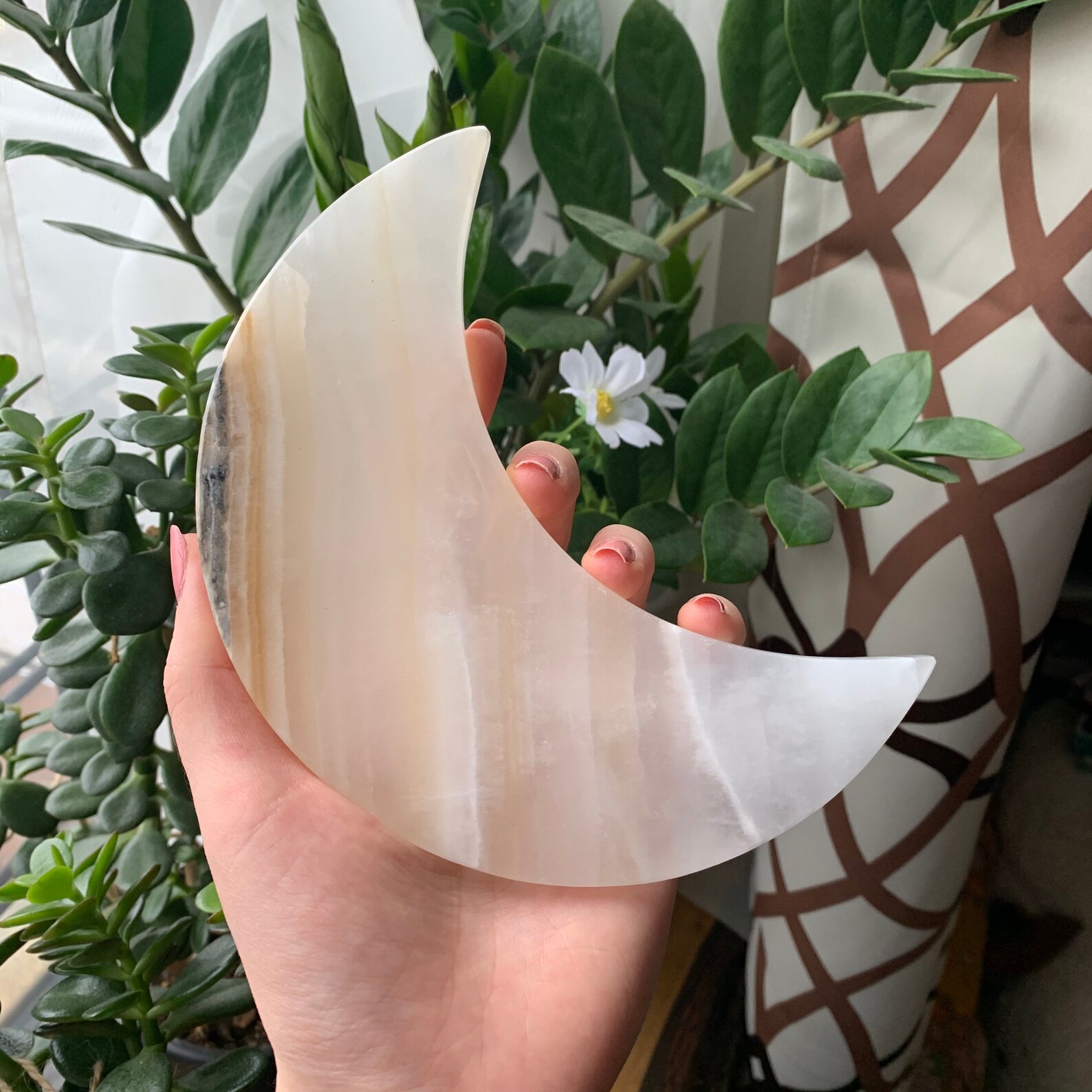 Banded Onyx Moon Plate Onyx Moon Crystal Moon Charging - Etsy