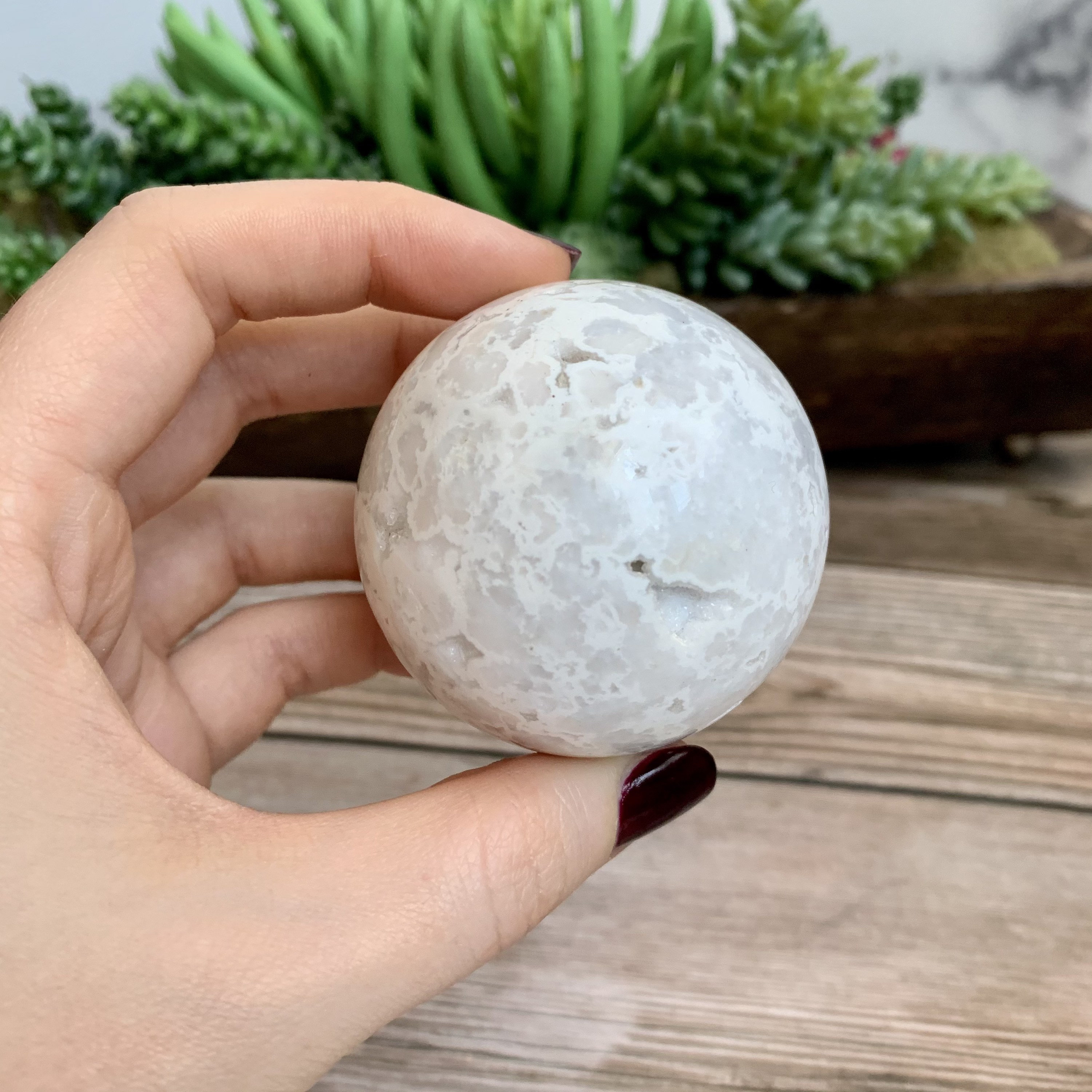 White Agate Sphere, White Druzy Agate Sphere, White Agate Crystal Ball ...