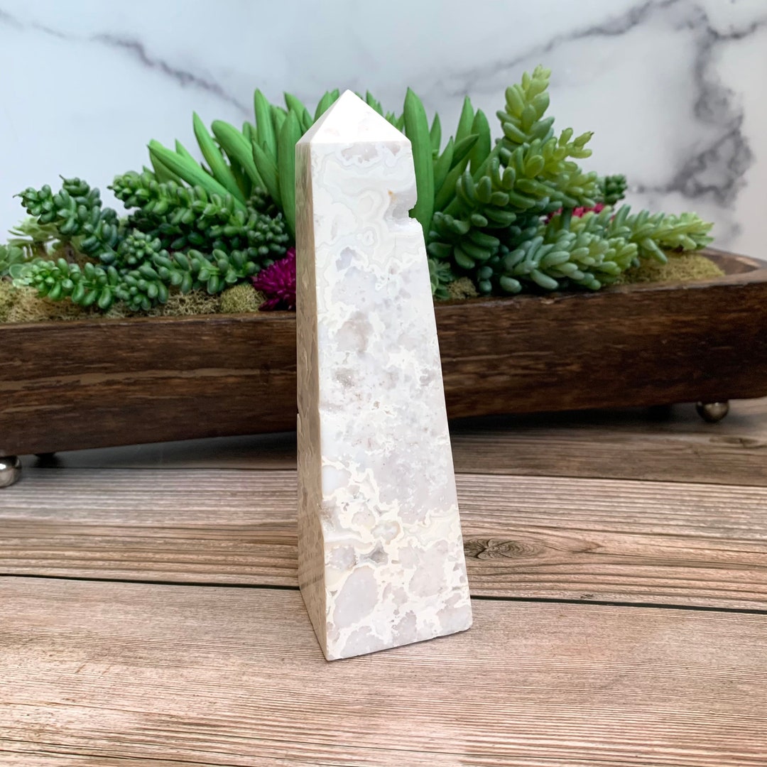 White Agate Tower Druzy White Agate Point White Agate - Etsy