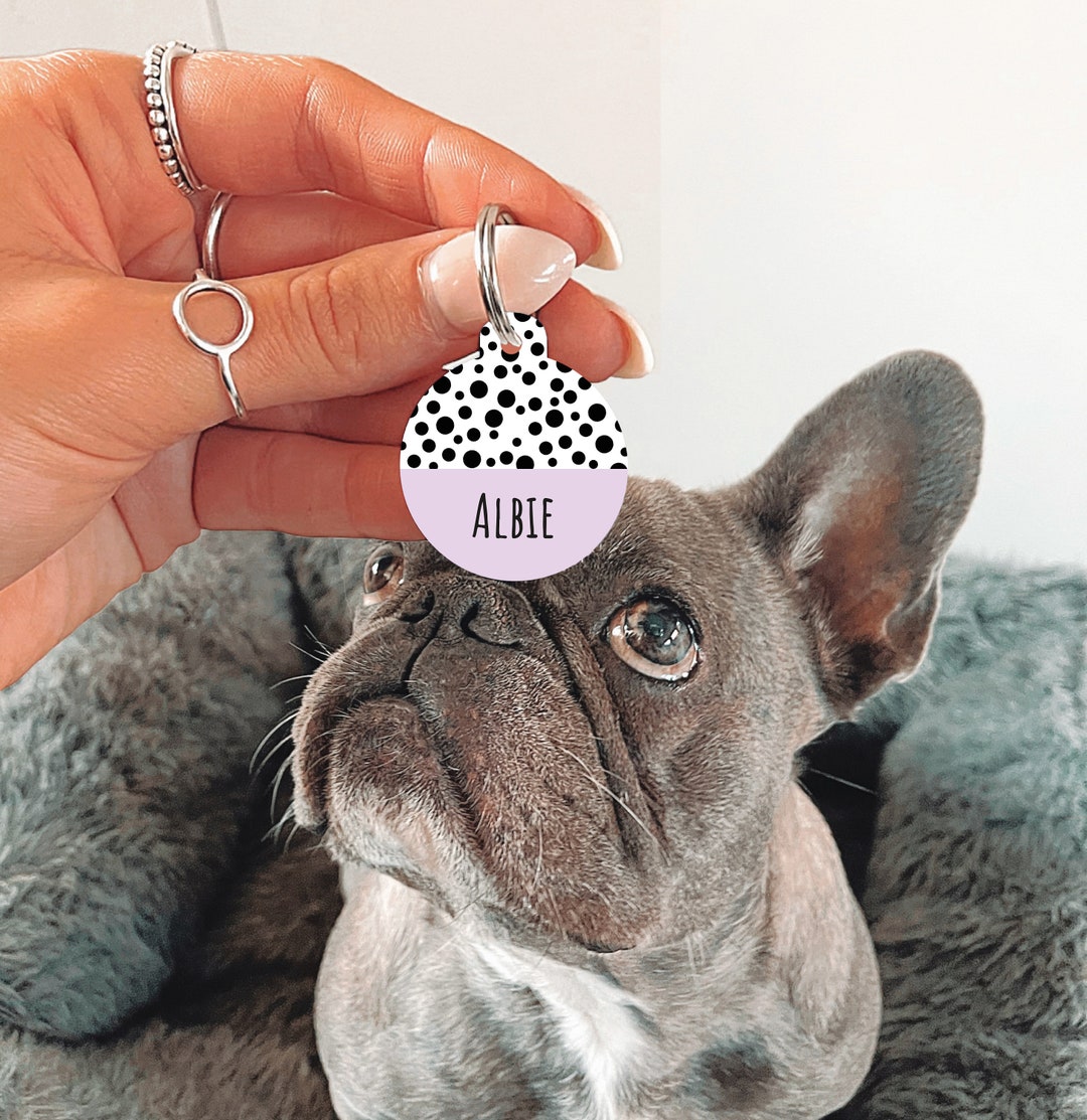 Personalised Name Purple Dog Tag | Custom Pet Tag | Tag for Dogs | Pet ...