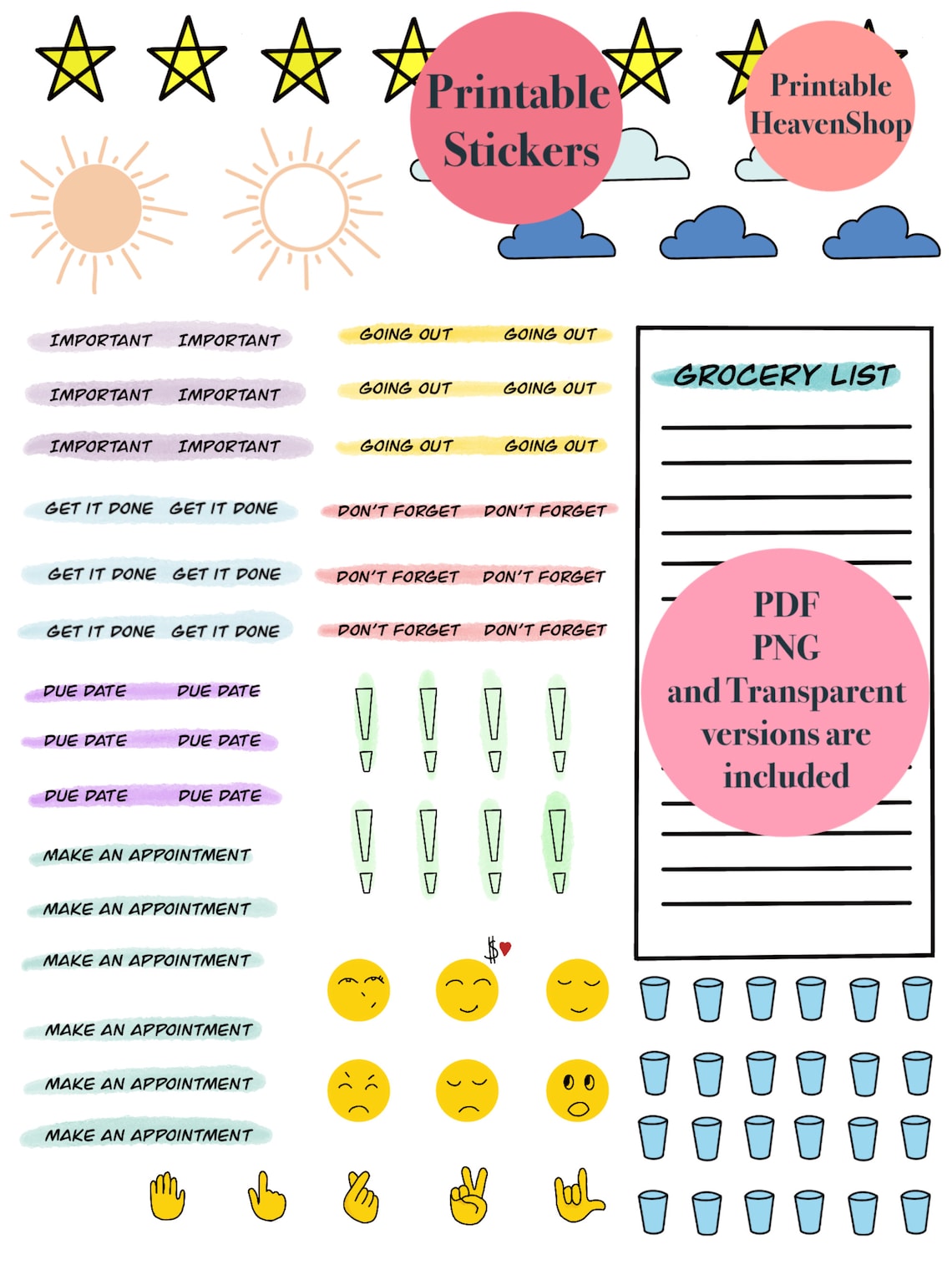 PRINTABLE ORGANIZATION STICKERS. Daily Diary Bright Printable Stickers ...