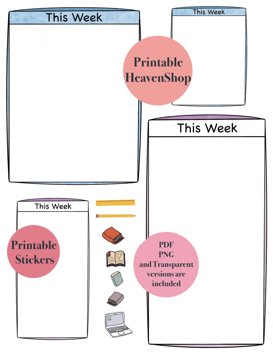 Weekly Notes Printable Stickers. Back to School Weekly Tasks Stickers ...
