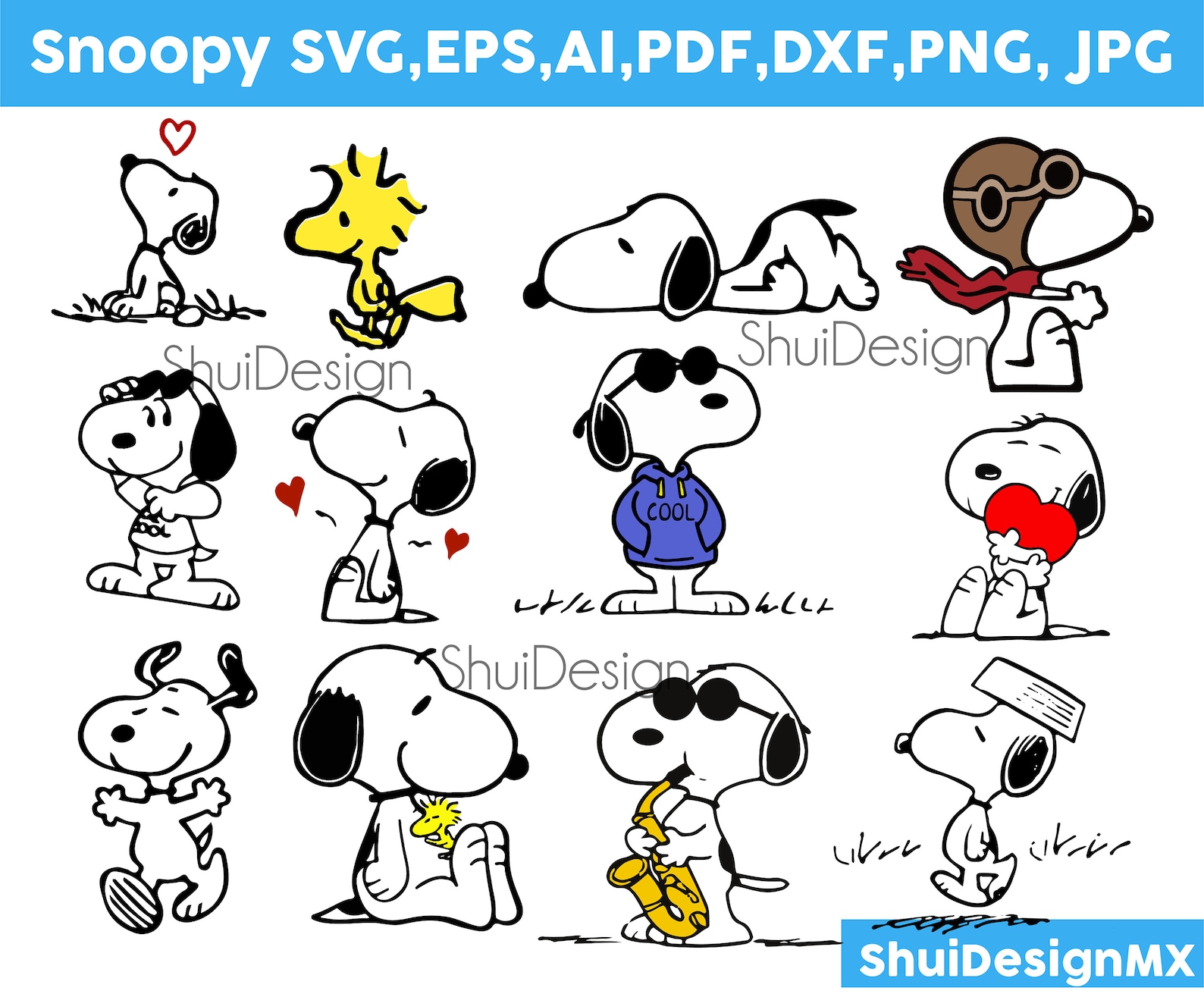 Snoopy Vector. Ai. Dxf. Eps. Jpg. Pdf. Png. Svg | Etsy