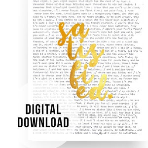 Digital Download Hamilton Lyrics for "satisfied" Hand Typed on ...