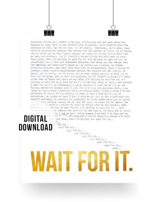 Digital Download Hamilton Lyrics for wait for It | Etsy