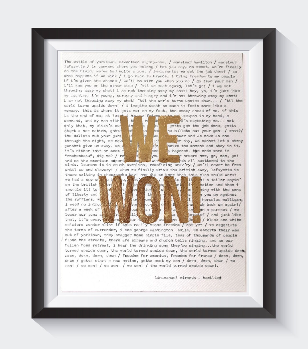 Hamilton Lyrics for "yorktown" Hand Typed on Typewriter, Hamilton ...