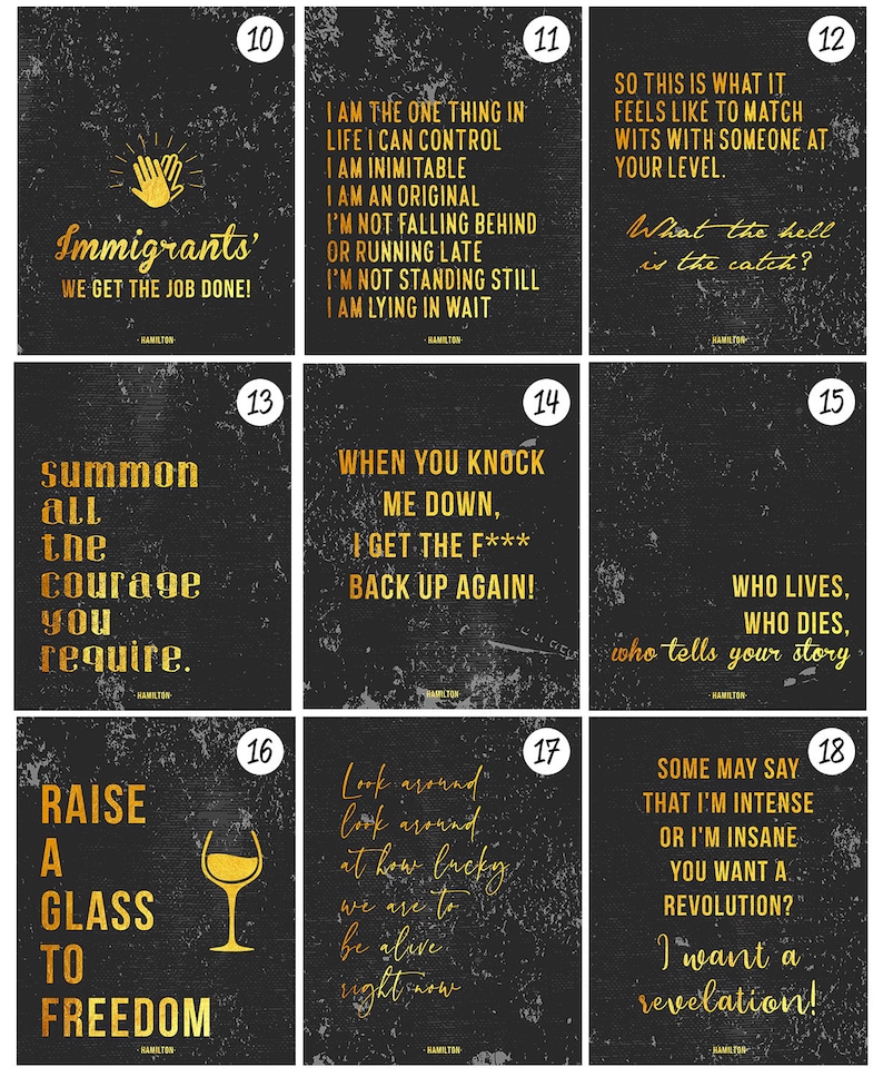 Hamilton Quote Posters Hamilton Fan Art Sets Hamilton - Etsy