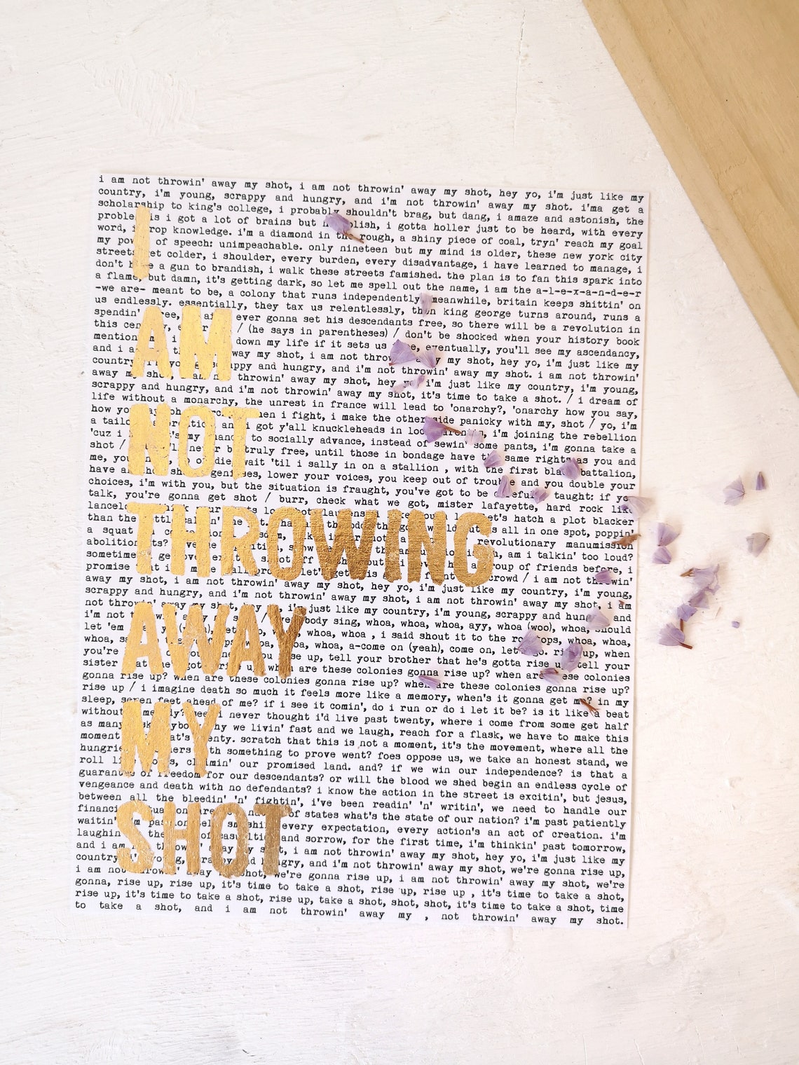 Hamilton Lyrics for "my Shot" Hand Typed on Typewriter, Hamilton Poster ...