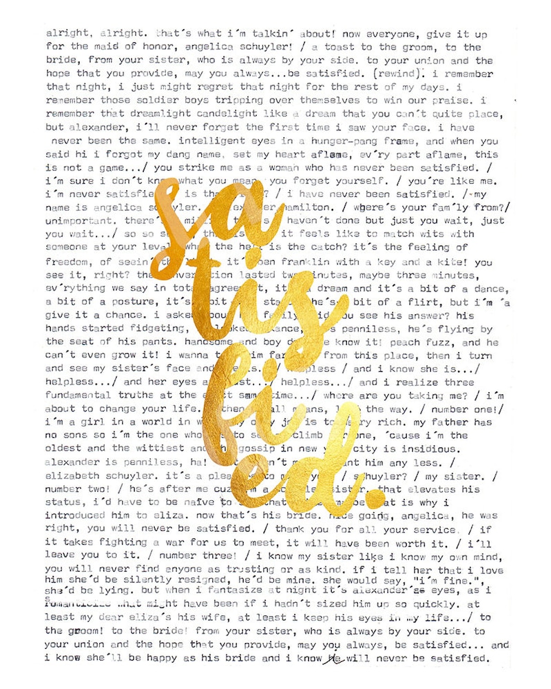 Digital Download Hamilton Lyrics for satisfied - Etsy