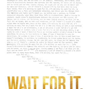 Digital Download Hamilton Lyrics for "wait for It" Hand Typed on ...