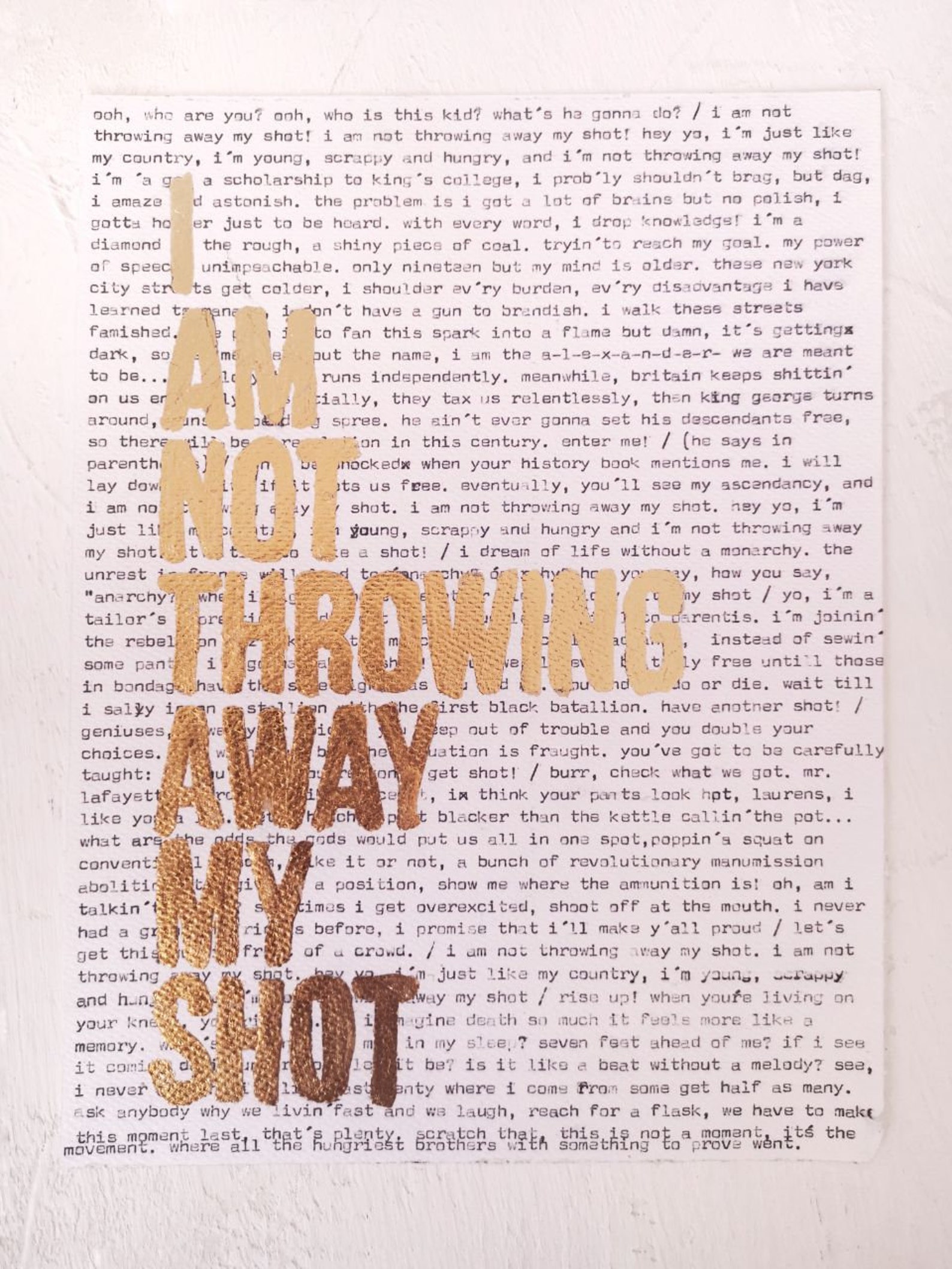 Hamilton Lyrics for "my Shot" Hand Typed on Typewriter, Hamilton Poster ...