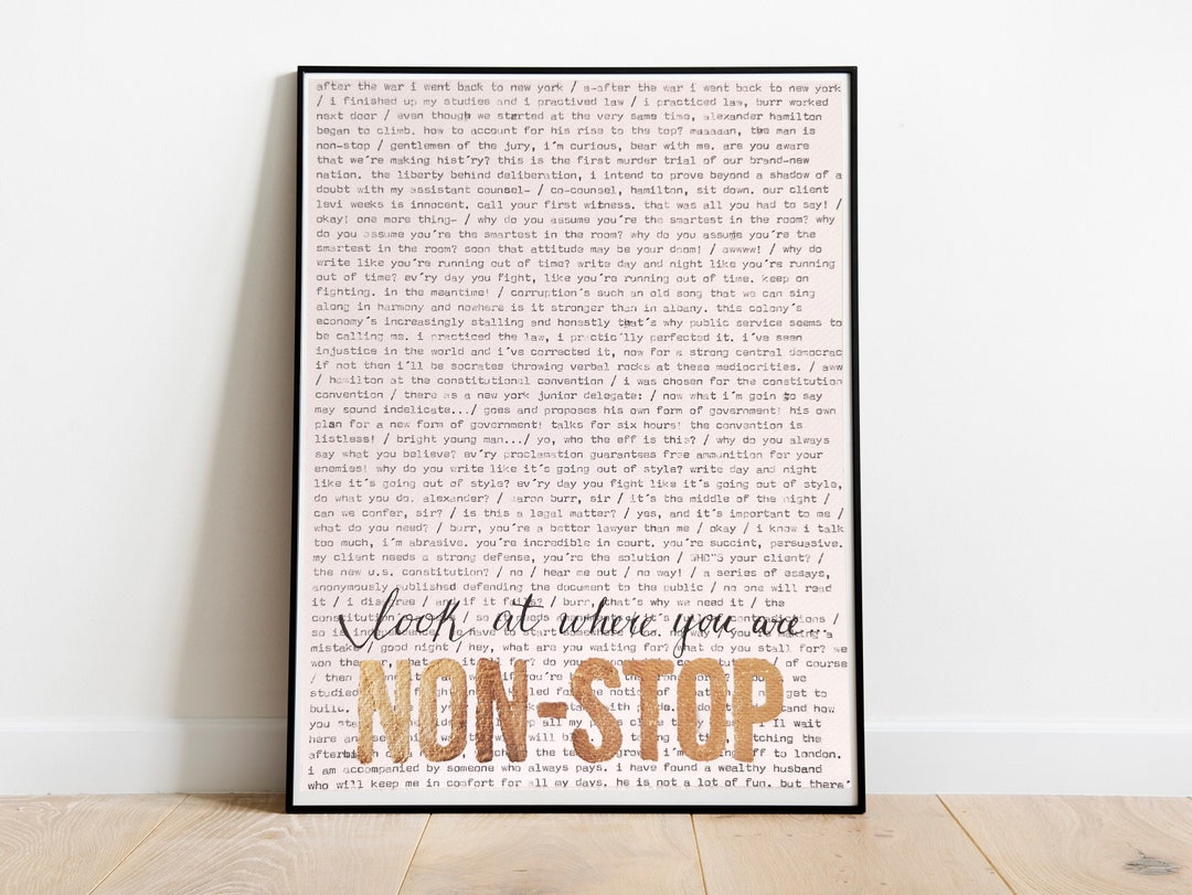 Hamilton Poster, Non-stop Poster, Hamilton Musical Art, Hamilton Wall ...