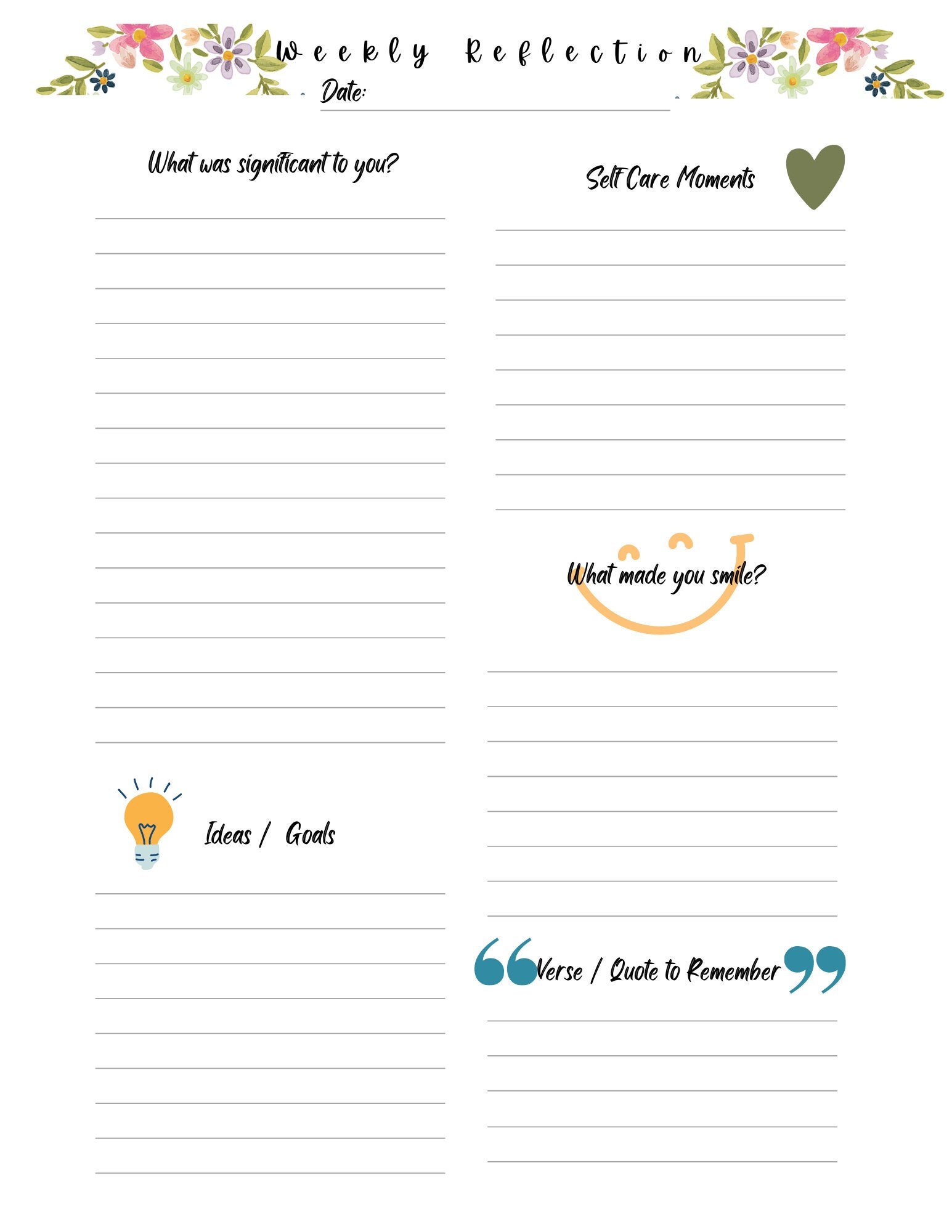 Weekly Reflection Journal Printable - Etsy