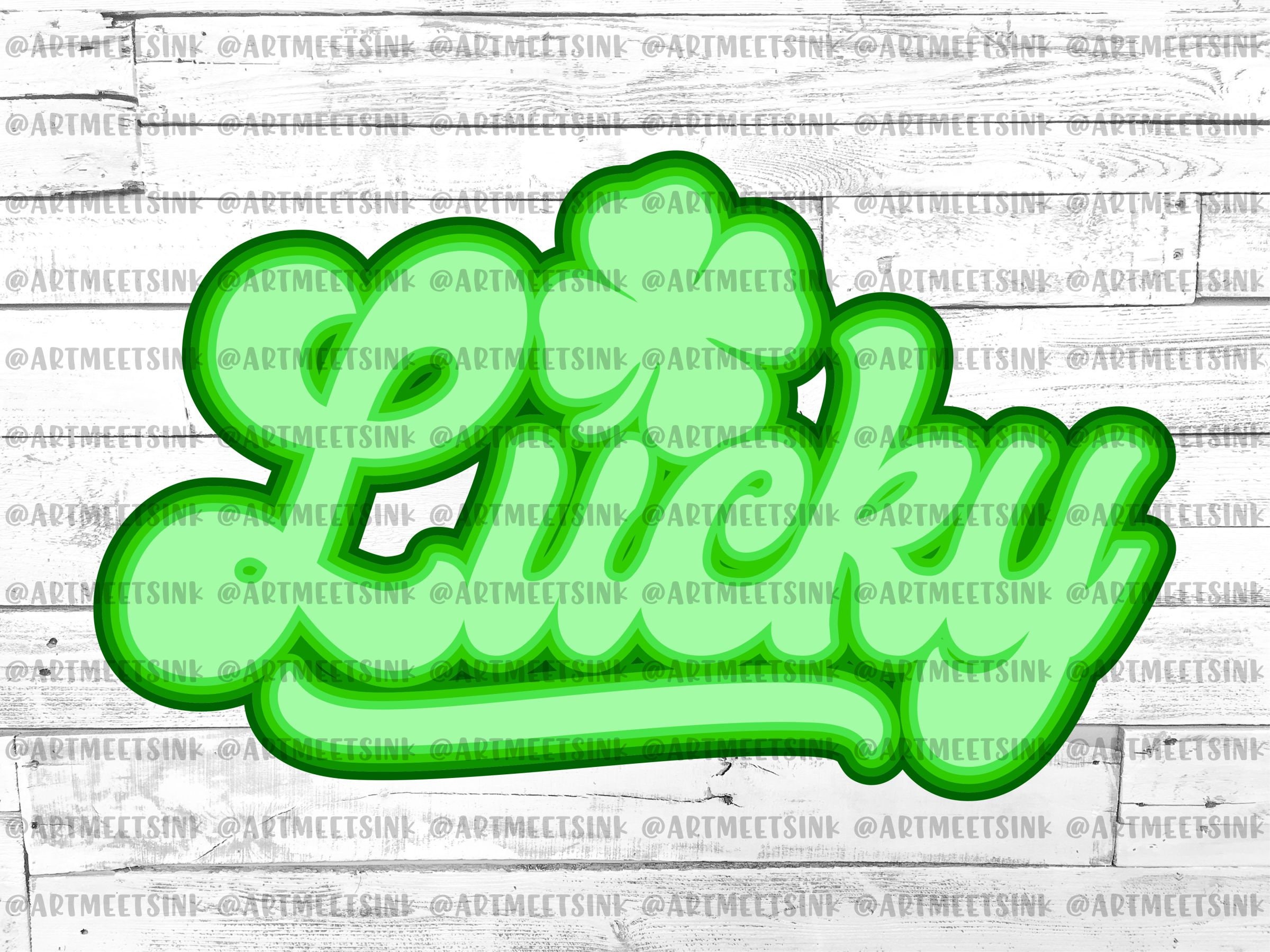 Retro Lucky - Light to Dark Fade - INSTANT DOWNLOAD - PNG Printable - Etsy